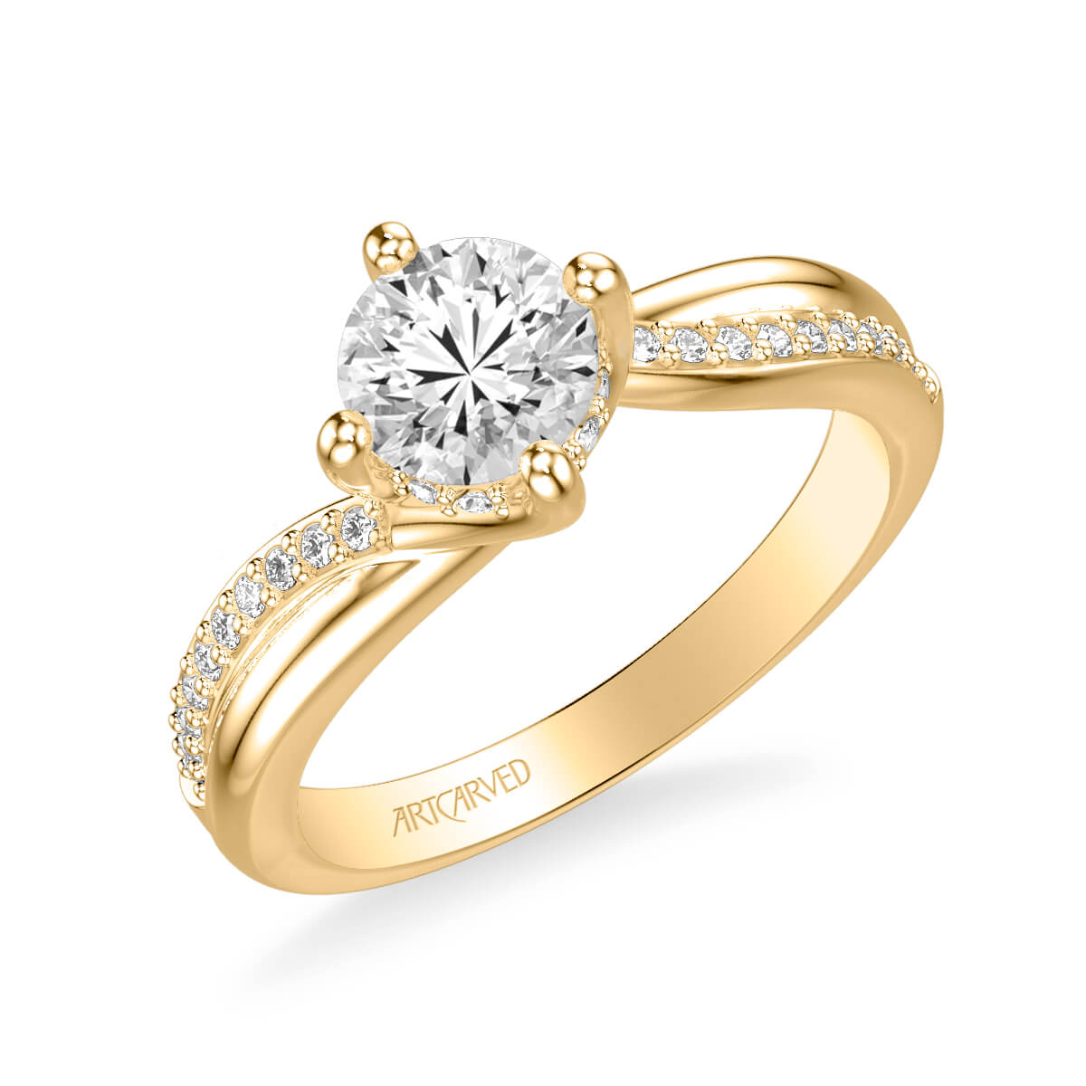 Stella Contemporary Side Stone Twist Diamond Engagement Ring ...