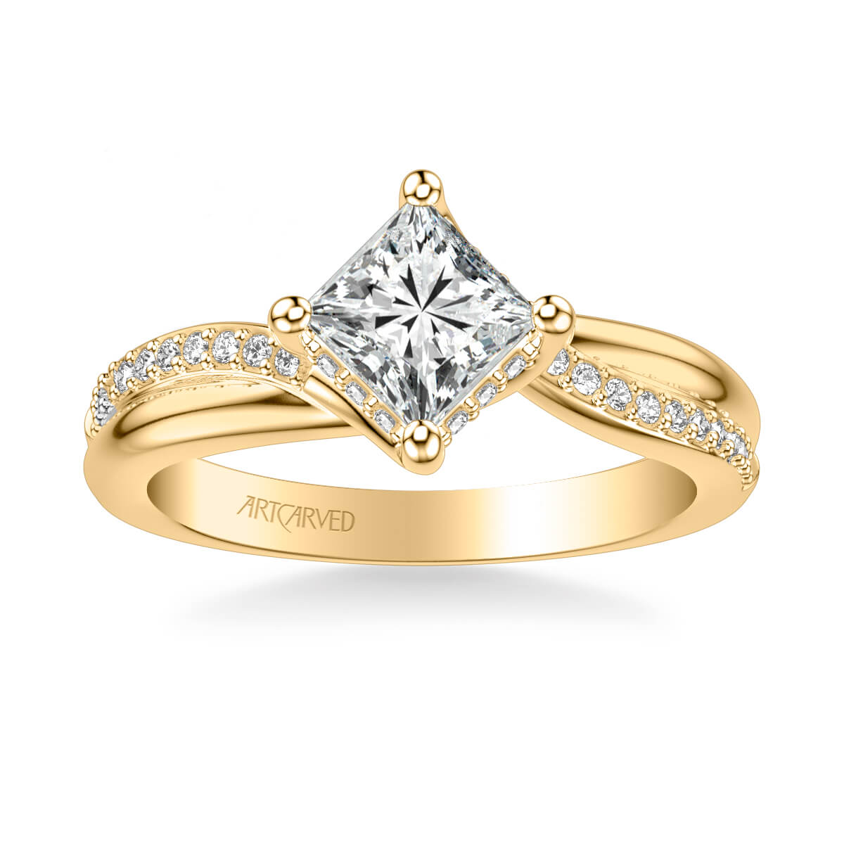 Stella Contemporary Side Stone Twist Diamond Engagement Ring ...