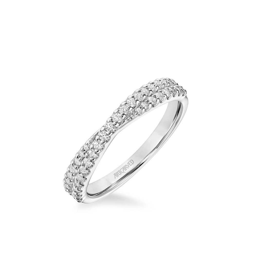 Stackable Band with Diamond "X" Design - ArtCarved Bridal Inc