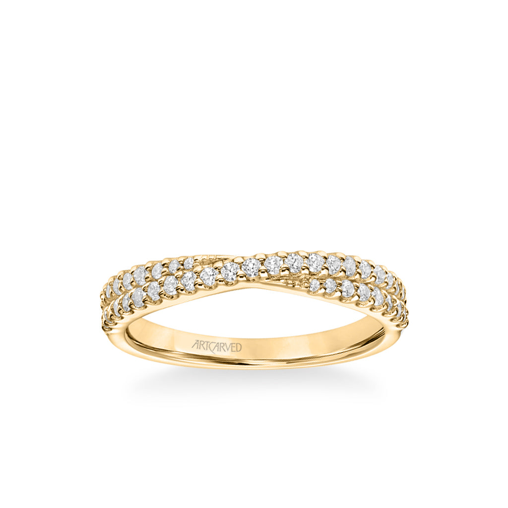 Stackable Band with Diamond "X" Design - ArtCarved Bridal Inc